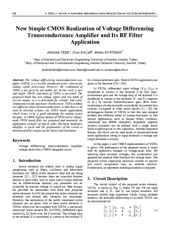 (PDF) New Simple CMOS Realization of Voltage Differencing ...