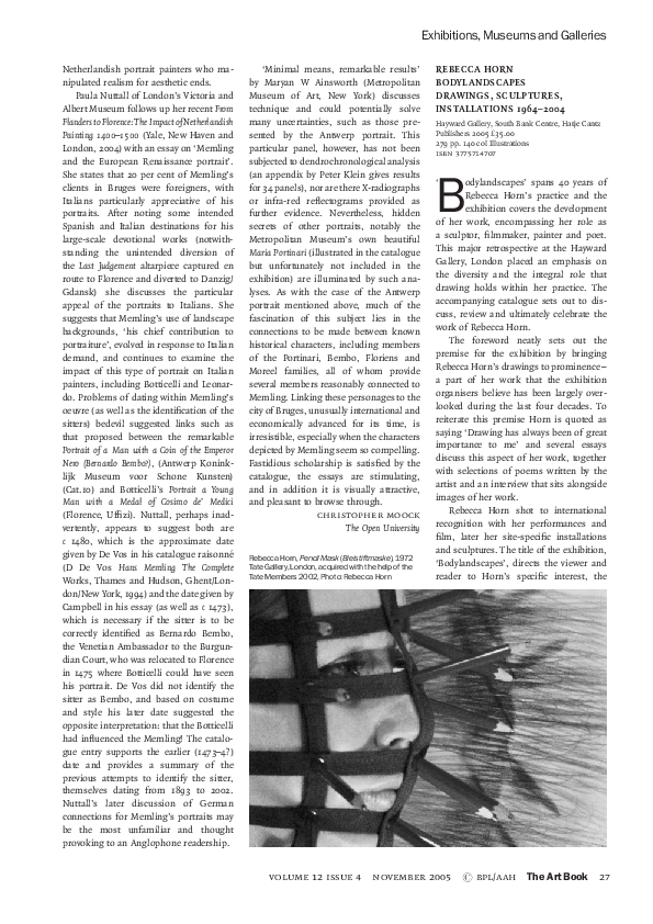 (PDF) Rebecca Horn : Bodylandscapes Drawings,Sculptures,Installations ...