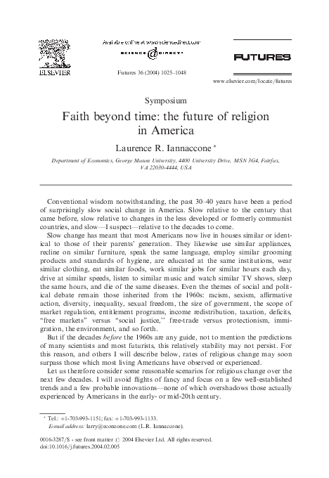 (PDF) Faith beyond time: the future of religion in America