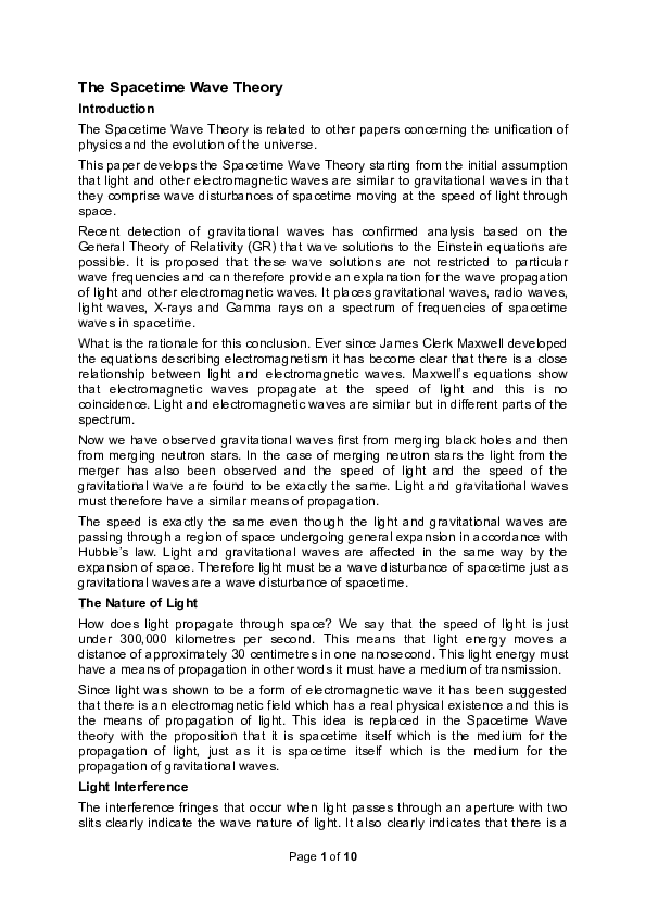 (PDF) The Space Time Wave Theory