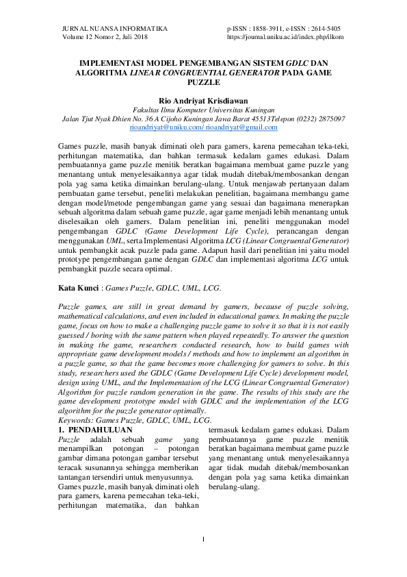 (PDF) Implementasi Model Pengembangan Sistem GDLC Dan Algoritma Linear ...