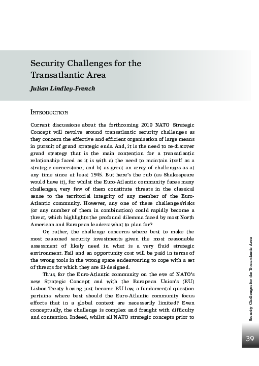 (PDF) Security Challenges for the Transatlantic Area