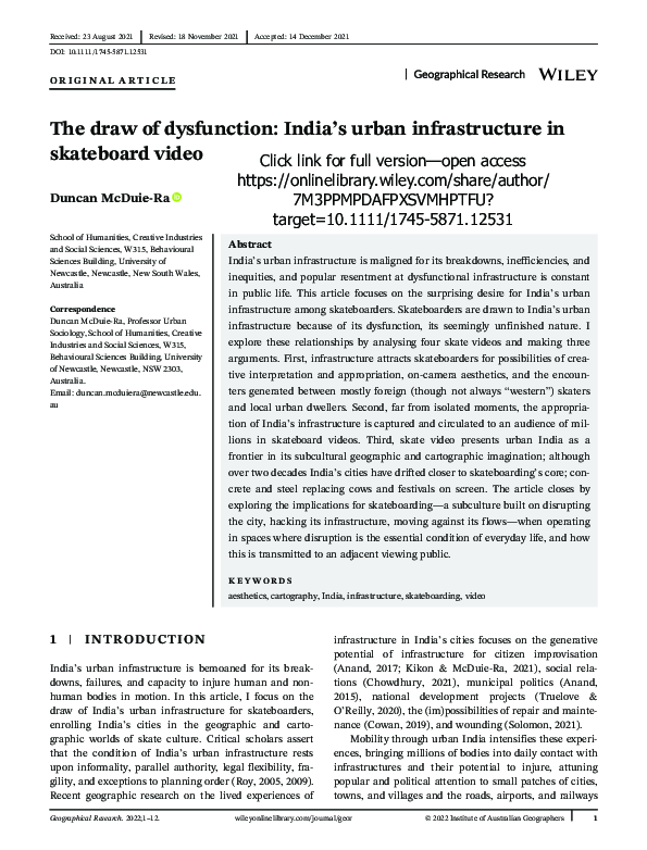 (PDF) The draw of dysfunction: India's urban infrastructure in ...