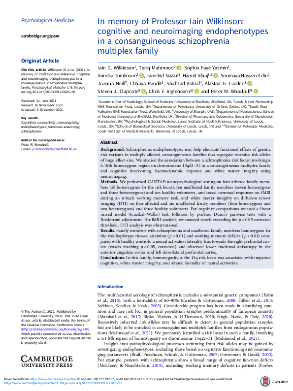 (PDF) Neurocognitive Endophenotypes in a Multiplex Multigenerational ...