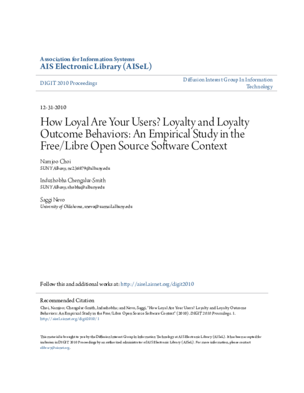 (PDF) How Loyal Are Your Users? Loyalty and Loyalty Outcome Behaviors: An Empirical Study in the ...