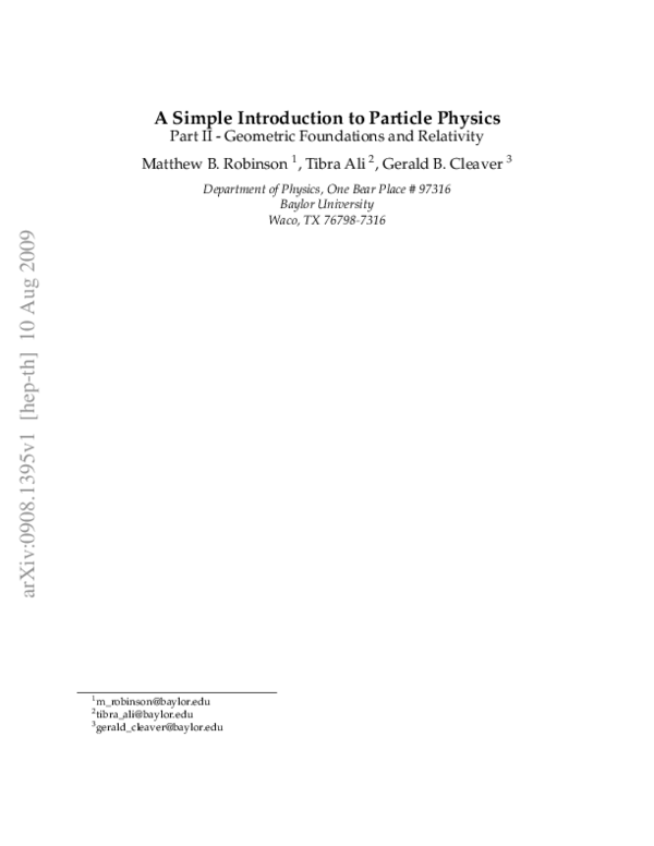 (PDF) A Simple Introduction to Particle Physics Part II