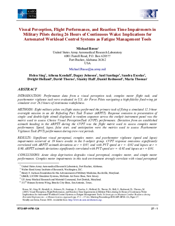 (PDF) Visual Perception , Flight Performance , and Reaction Time ...