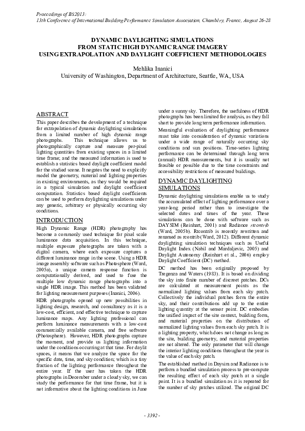 (PDF) Dynamic Daylighting Simulations from Static High Dynamic Range Imagery Using Extrapolation ...
