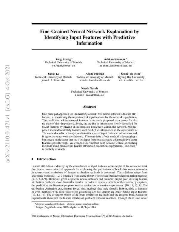 (PDF) Fine-Grained Neural Network Explanation by Identifying Input Features with Predictive ...