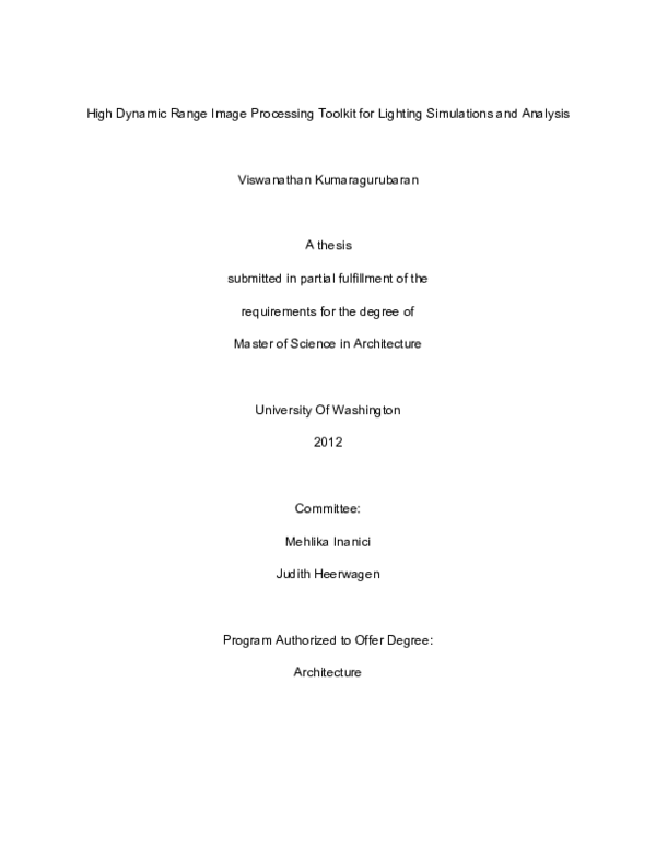 (PDF) High Dynamic Range Image Processing Toolkit for Lighting ...