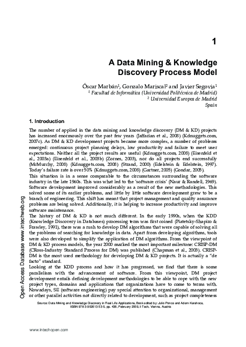(PDF) 1 A Data Mining & Knowledge Discovery Process Model