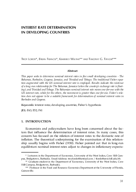 (PDF) Interest Rate Determination in Developing Countries