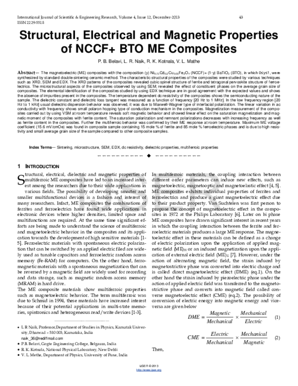 (PDF) Structural, Electrical, and Magnetic Properties of Mechanosynthesized (1−x)BiFeO3-xBaMnO3 ...