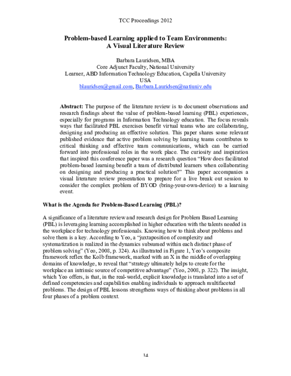 (PDF) Problem-based Learning applied to Team Environments: A Visual ...