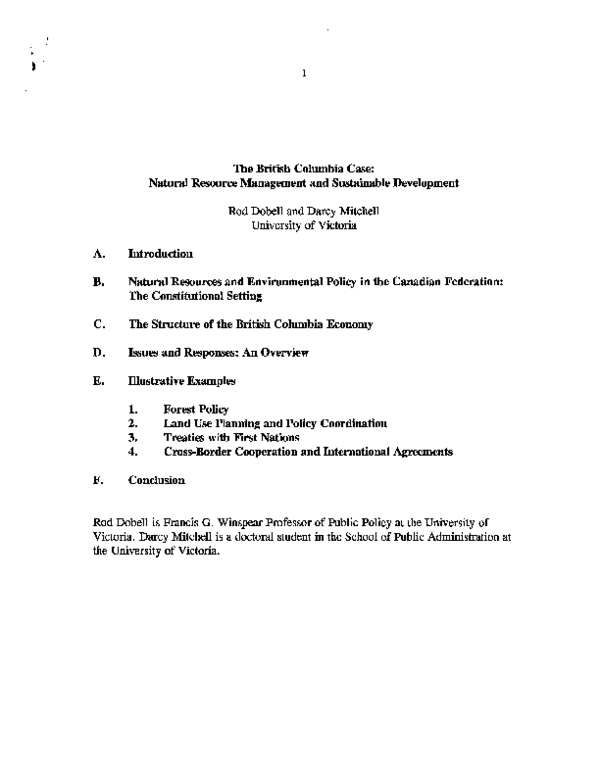(PDF) The British Columbia case: Natural resource management and ...