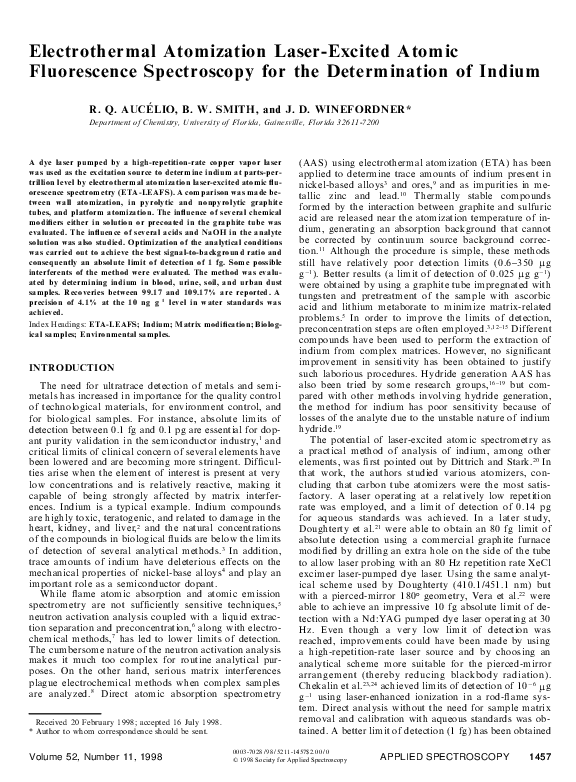 (PDF) Electrothermal Atomization Laser-Excited Atomic Fluorescence ...