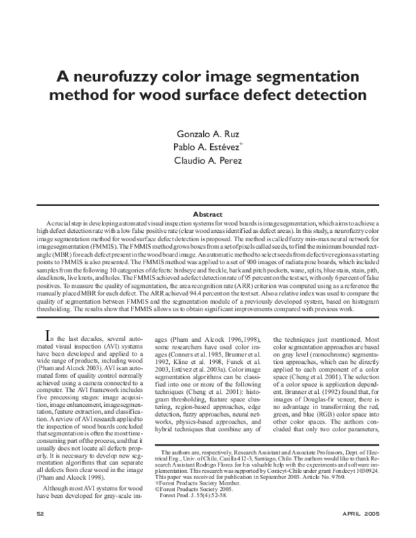 (PDF) A neurofuzzy color image segmentation method for wood surface defect detection.(automated ...
