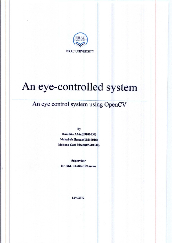 (PDF) An eye-controlled system : an eye control system using OpenCV