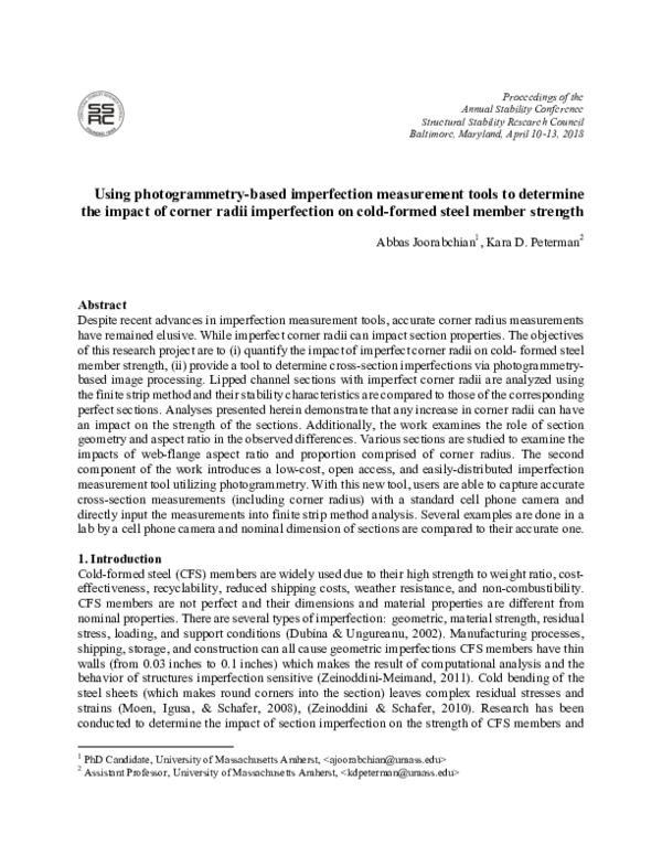 (PDF) Using photogrammetry-based imperfection measurement tools to determine the impact of ...