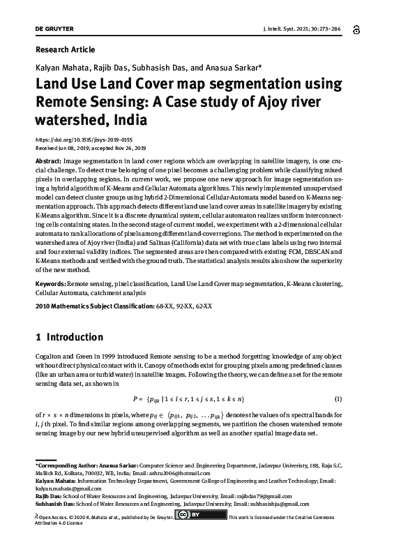 (PDF) Land Use Land Cover map segmentation using Remote Sensing: A Case study of Ajoy river ...