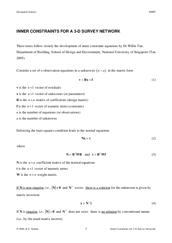 (PDF) Inner Constraints for a 3-D Survey Network