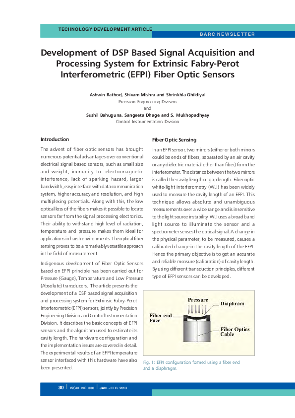 Pdf Development Of Dsp Based Signal Acquisition And Processing System
