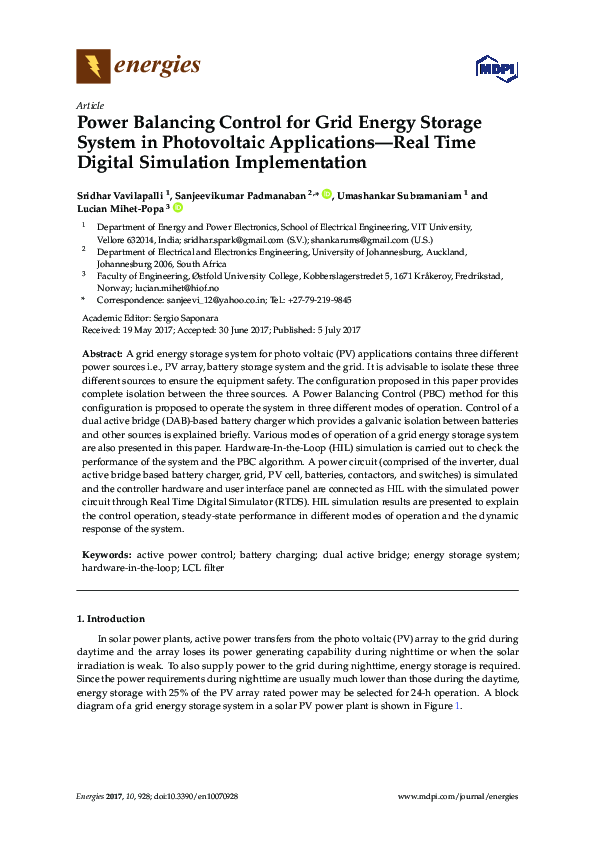 (PDF) Power Balancing Control for Grid Energy Storage System in ...