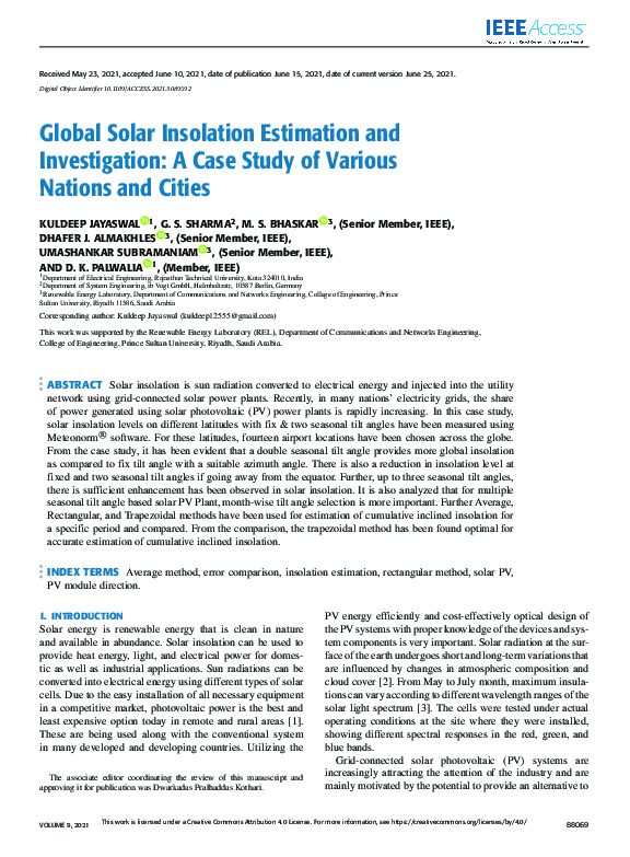 (PDF) Global Solar Insolation Estimation and Investigation: A Case ...