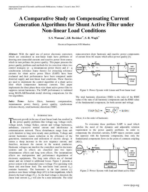 (PDF) A Comparative Study on Compensating Current Generation Algorithms for Shunt Active Filter ...