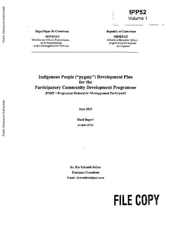 (PDF) Cameroon - Community Development Program Project : indigenous ...