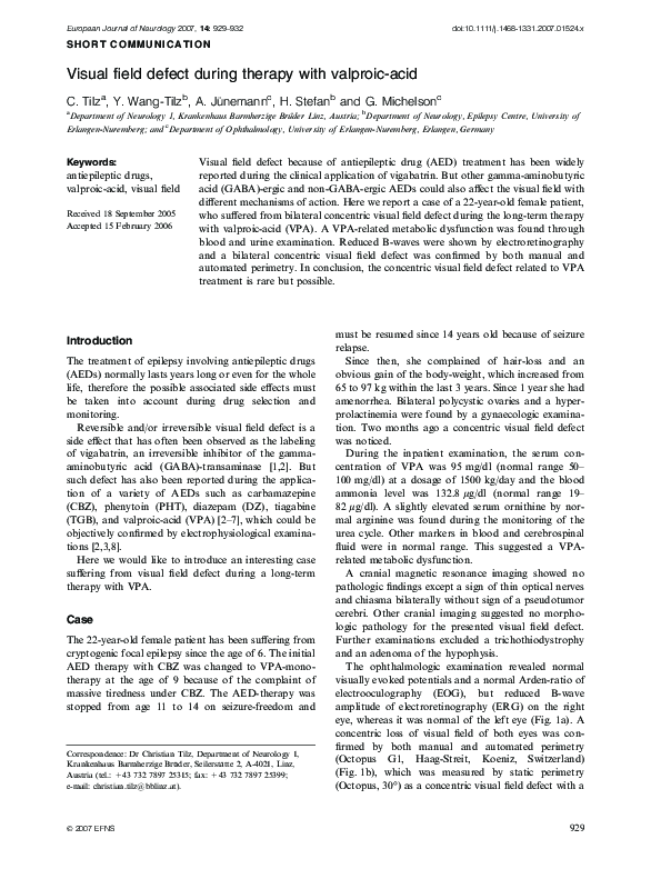 (PDF) Visual field defect during therapy with valproic-acid | Prof. Dr ...