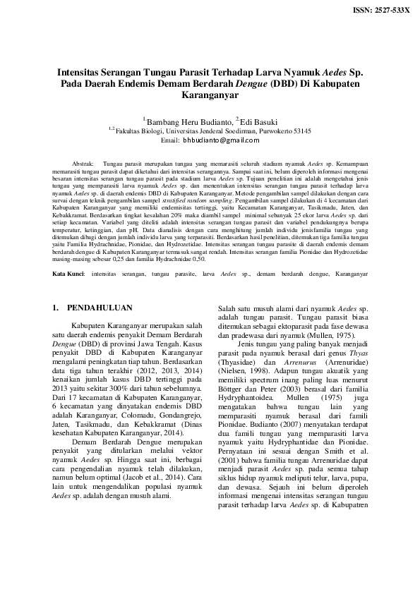 (PDF) Intensitas Serangan Tungau Parasit Terhadap Larva Nyamuk Aedes Sp ...