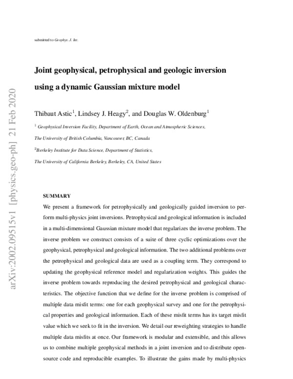 (PDF) Joint geophysical, petrophysical and geologic inversion using a ...