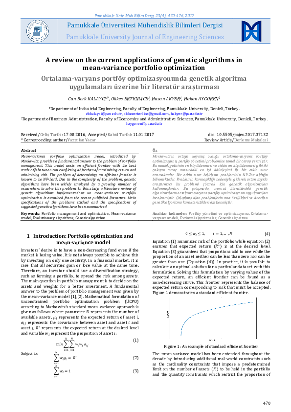 A Review On The Current Applications Of Genetic Algorithms In Mean Variance Portfolio Optimization