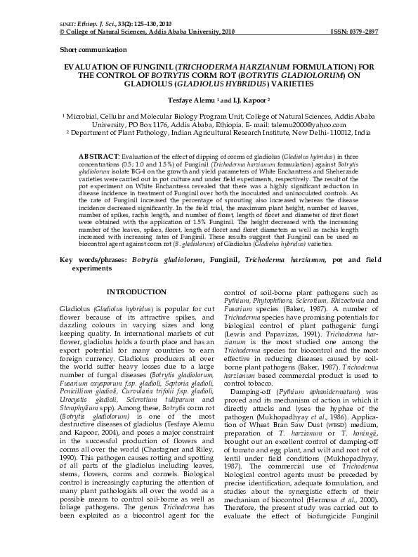 (PDF) Evaluation of funginil (Trichoderma harzianum formulation) for the control of Botrytis ...