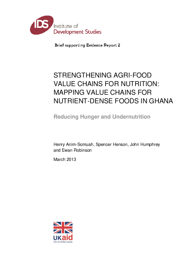 (PDF) Strengthening Agri-Food Value Chains for Nutrition: Mapping Value ...