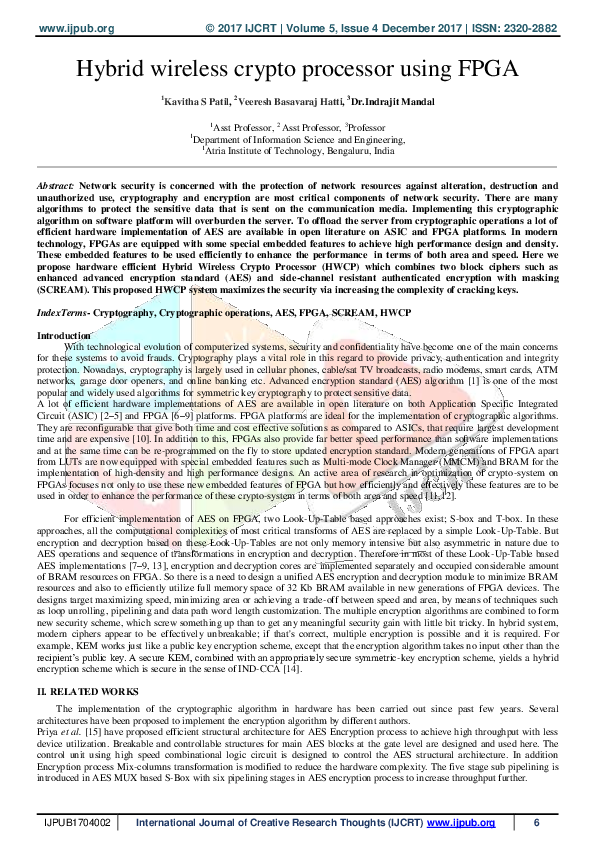 (PDF) Hybrid wireless crypto processor using FPGA