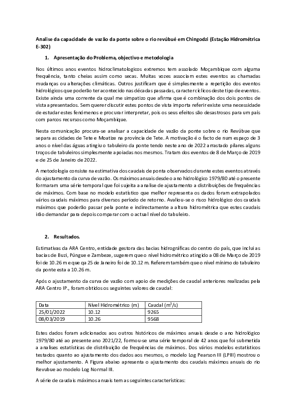 (PDF) Analise da capacidade de vazão da ponte sobre o rio revúbué em ...