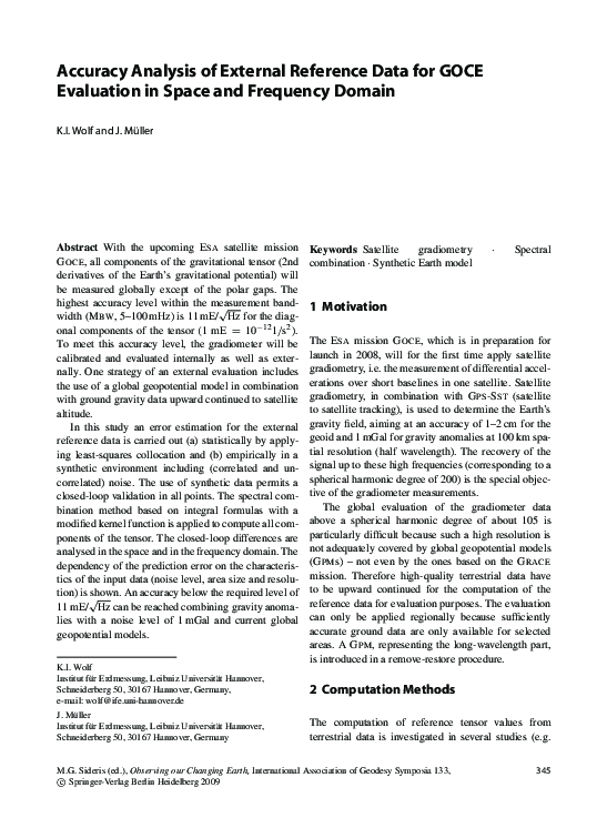 (PDF) Accuracy Analysis of External Reference Data for GOCE Evaluation ...