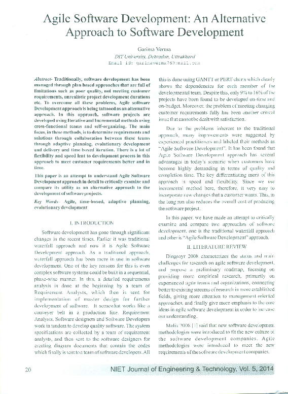 (PDF) Agile Software Development: An Alternative Approach to Software Development