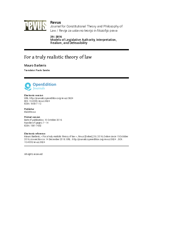 (PDF) For a truly realistic theory of law