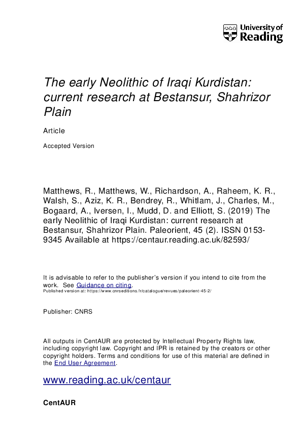 (PDF) The Early Neolithic of Iraqi Kurdistan: Current research at ...