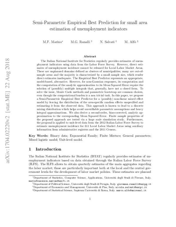 Pdf Semiparametric Empirical Best Prediction For Small Area
