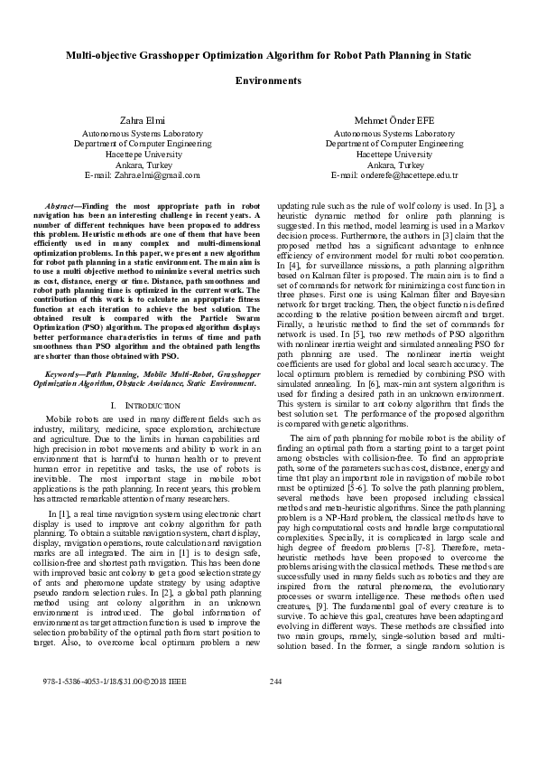 (PDF) Multi-objective grasshopper optimization algorithm for robot path ...