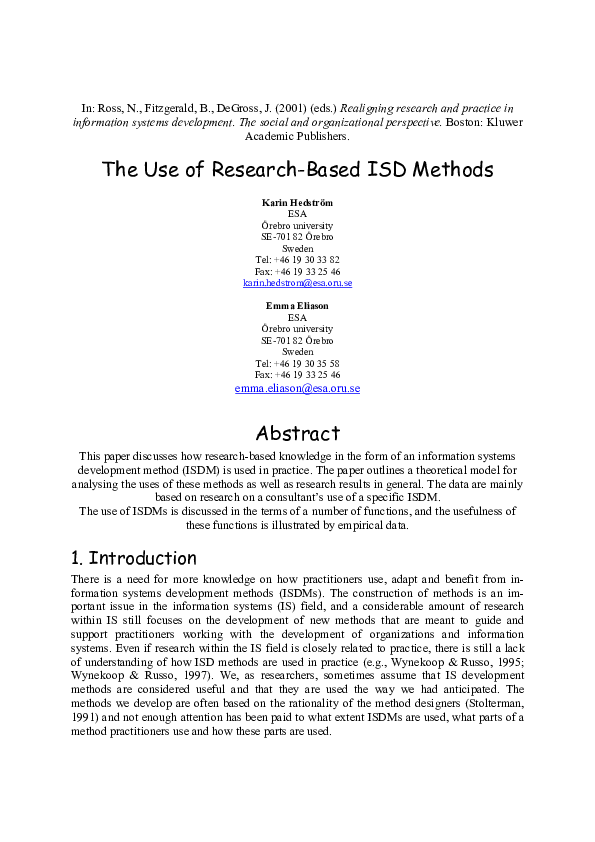 (PDF) The Use of Research-Based ISD Methods