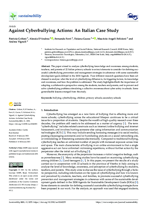 (PDF) Against Cyberbullying Actions: An Italian Case Study