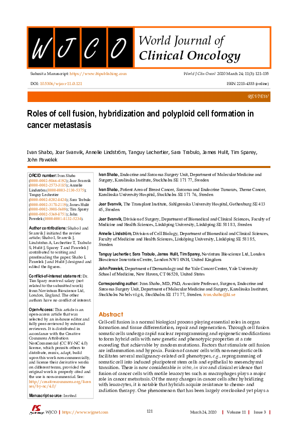 (PDF) Roles of cell fusion, hybridization and polyploid cell formation ...