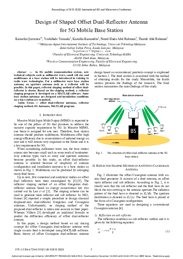 (PDF) Design of Shaped Offset Dual-Reflector Antenna for 5G Mobile Base ...