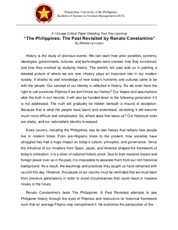 (PDF) "The Philippines: The Past Revisited by Renato Constantino"