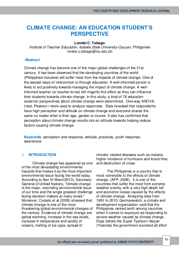 (PDF) Climate Change: An Education Student's Perspective